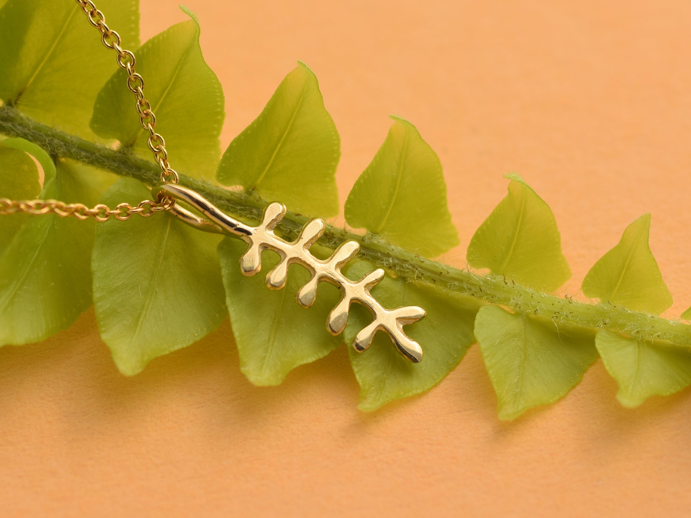 14k Gold Fern Pendant – DiaStudio